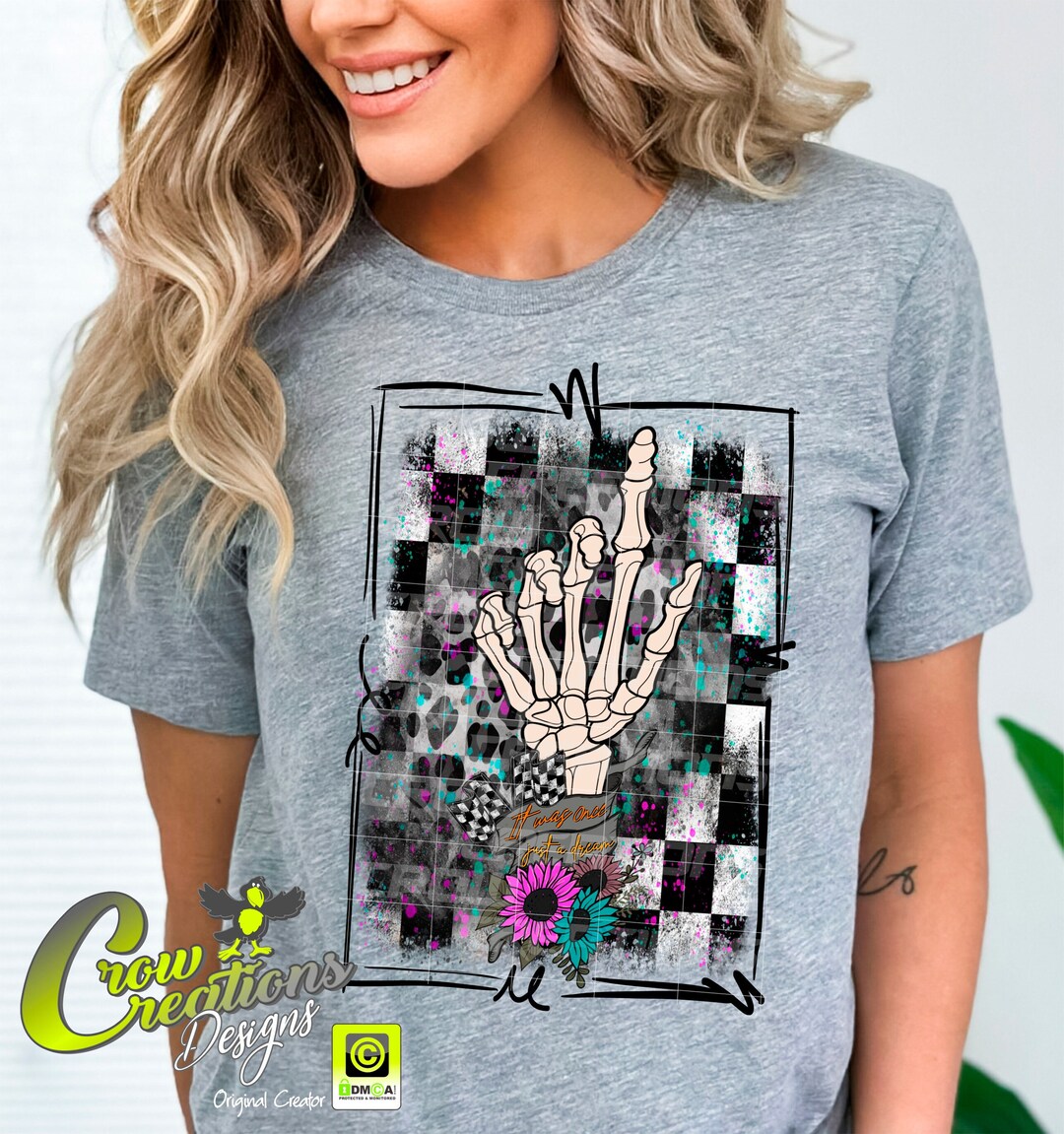Racing It Was Once Just A Dream/retro Checker Flag Skeleton Hand/racing ...