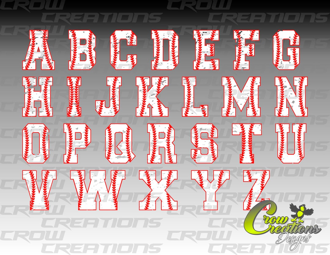 Baseball Distressed Alphabet Font, Sublimation Baseball Png, Baseball ...