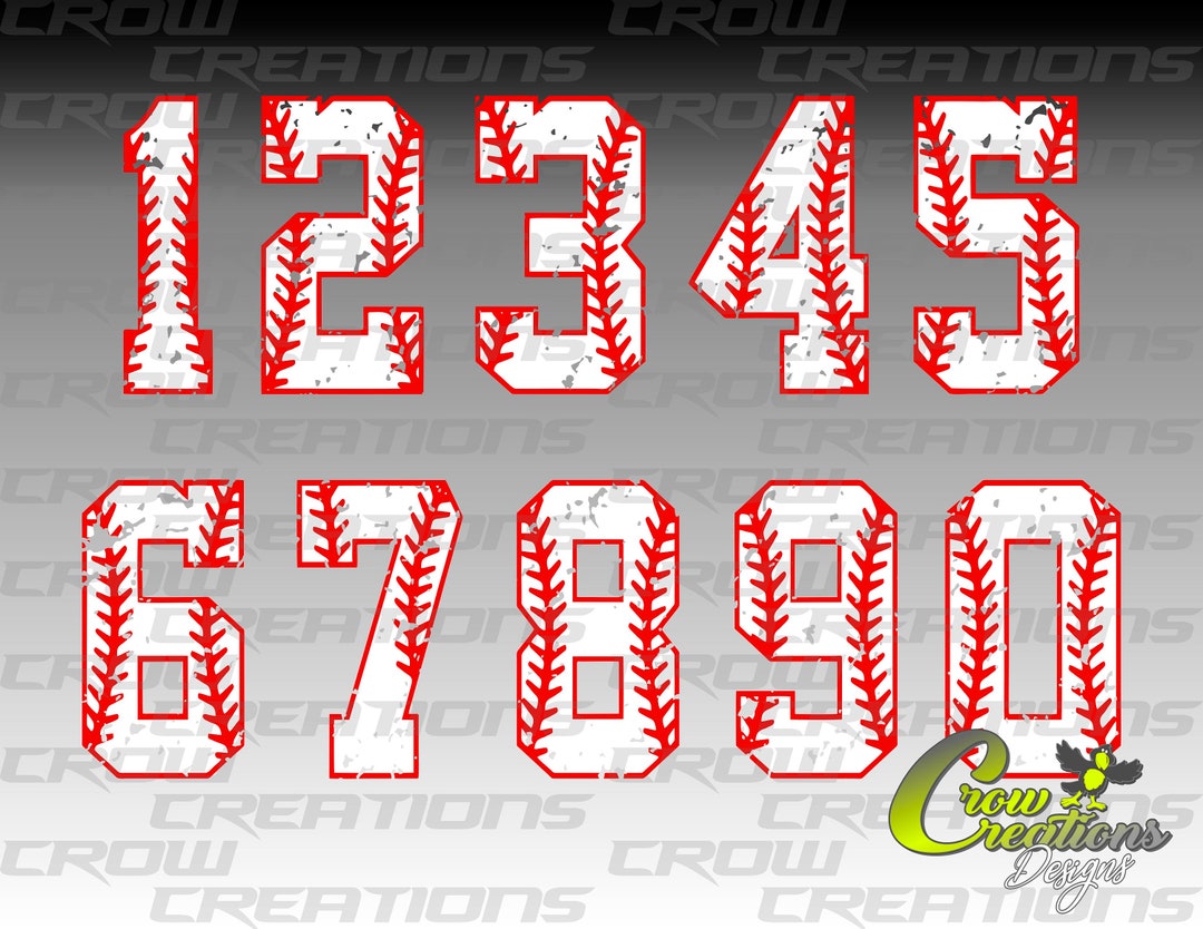 Baseball Distressed Number Font, Sublimation Baseball Png, Baseball Png ...