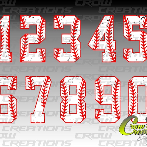 Baseball Distressed Number Font Sublimation Baseball Png - Etsy