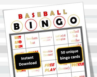 Baseball Bingo - Etsy