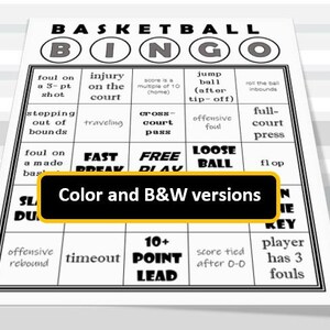 Basketball Bingo Printable Cards, Party Game, Print at Home, 8.5x11 PDF ...