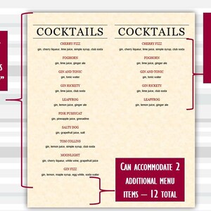 Cocktail and Happy Hour Printable Drink Menu, PDF, Perfect for ...