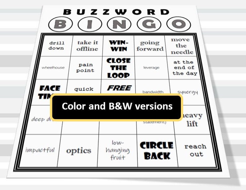 Buzzword Bingo Printable Cards, Conference Call, Work Meeting, Print at ...