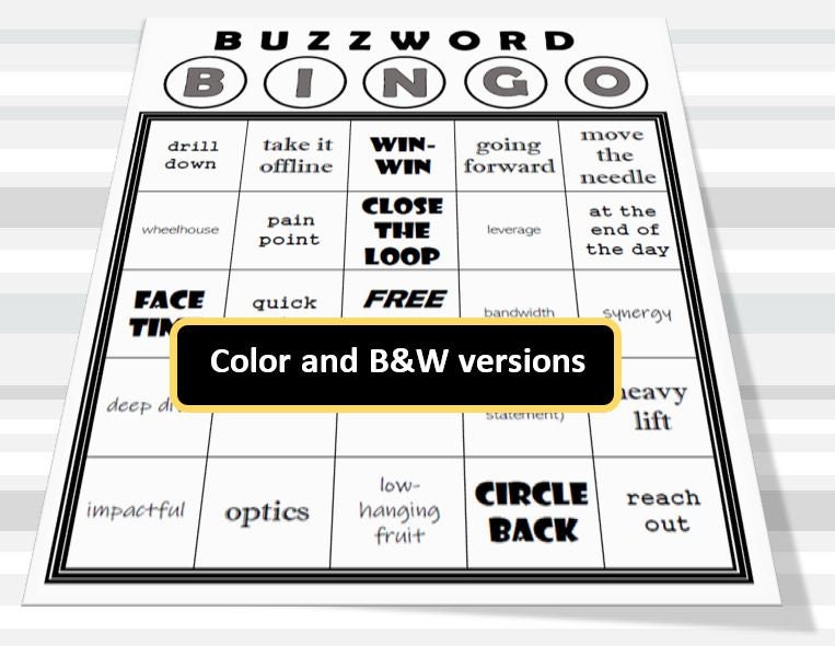 Buzzword Bingo Printable Cards, Conference Call, Work Meeting, Print at ...