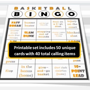 Basketball Bingo Printable Cards, Party Game, Print at Home, 8.5x11 PDF ...