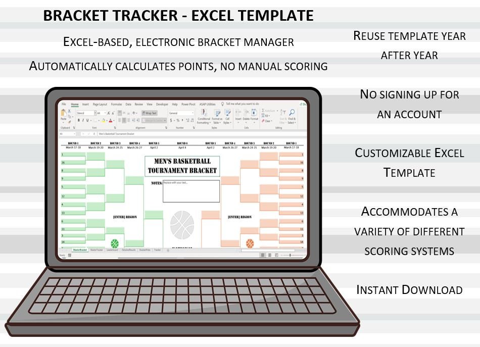 March Bracket Madness Automatic Bracket Scoring Excel Template ...