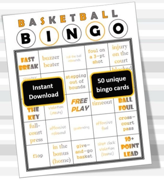Basketball Bingo Printable Cards Party Game Print at Home - Etsy