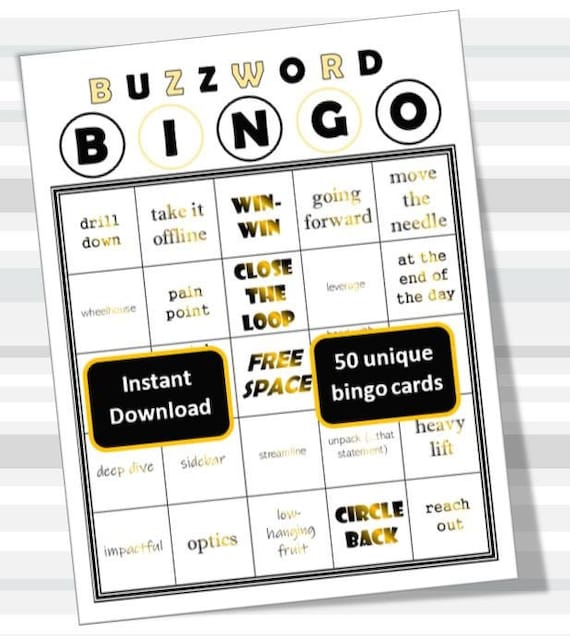 Buzzword Bingo Printable Cards Conference Call Work Meeting | Etsy