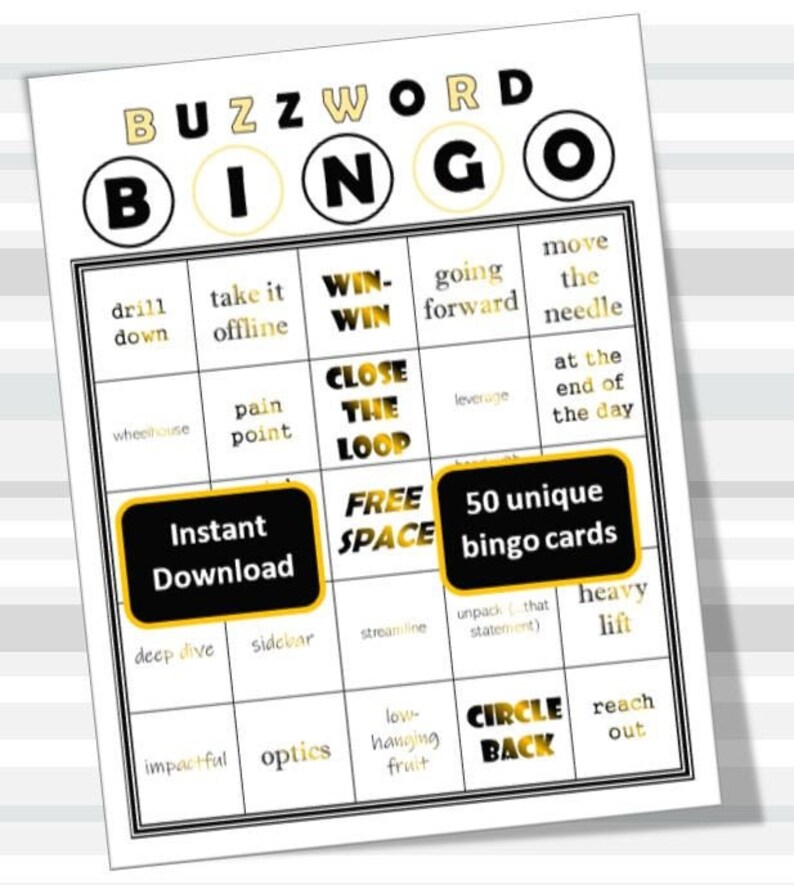 Buzzword Bingo Printable Cards, Conference Call, Work Meeting, Print at ...