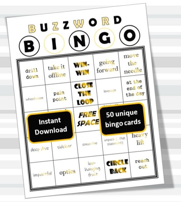 Buzzword Bingo Printable Cards, Conference Call, Work Meeting, Print at ...