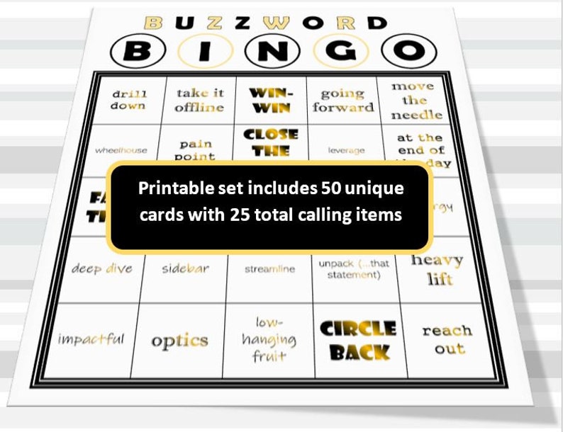 Buzzword Bingo Printable Cards, Conference Call, Work Meeting, Print at ...