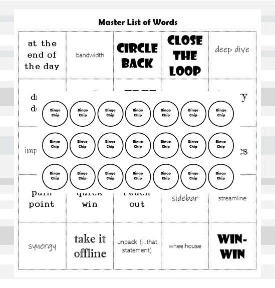 Buzzword Bingo Printable Cards, Conference Call, Work Meeting, Print at ...