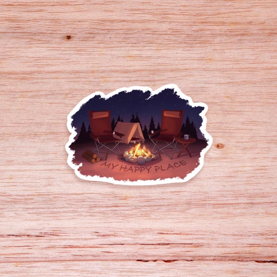 My Happy Place: Campfire Sticker - Etsy