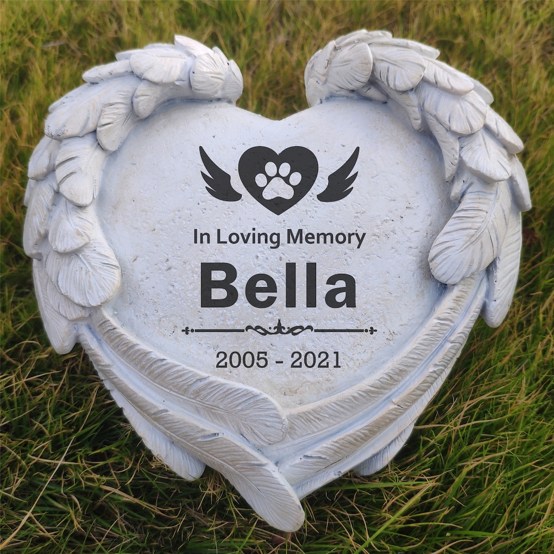 Heart Shape Pet Memorial Stones Dog Memorial Stones With Wings ...
