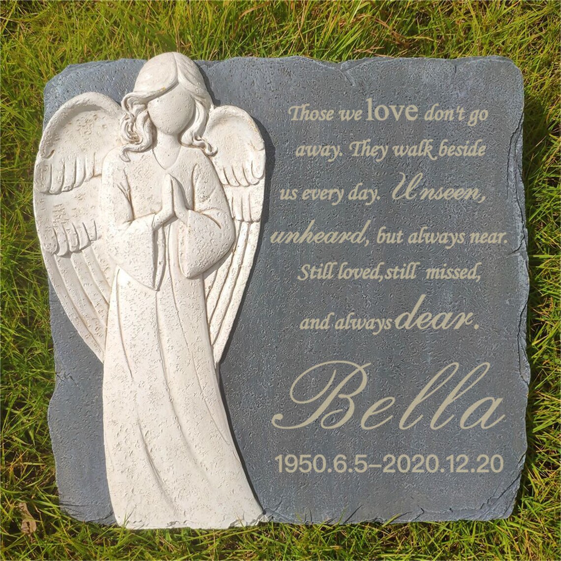 Personalized Memorial Garden Stones With Angel - Sympathy Grave Markers ...