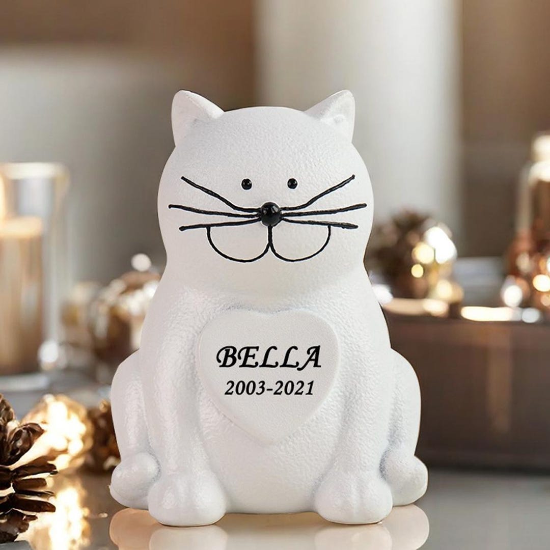 Personalized Cat Ashes Urns Statue, Decorative Cat Cremation Urns Ashes ...