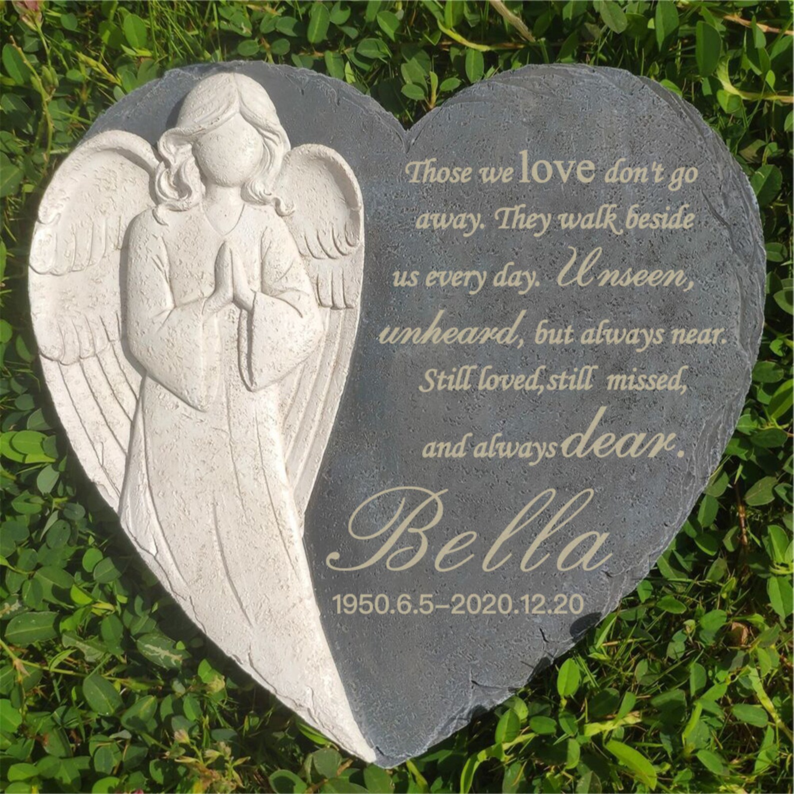 Personalized Memorial Garden Stones With Angel Statue, Sympathy Grave ...