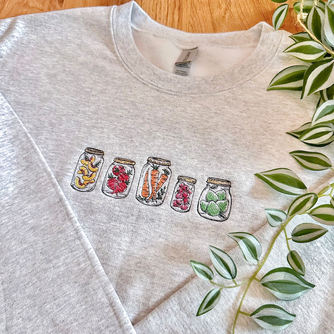 Jarred Fruits and Veggies Embroidered Sweatshirt - Etsy