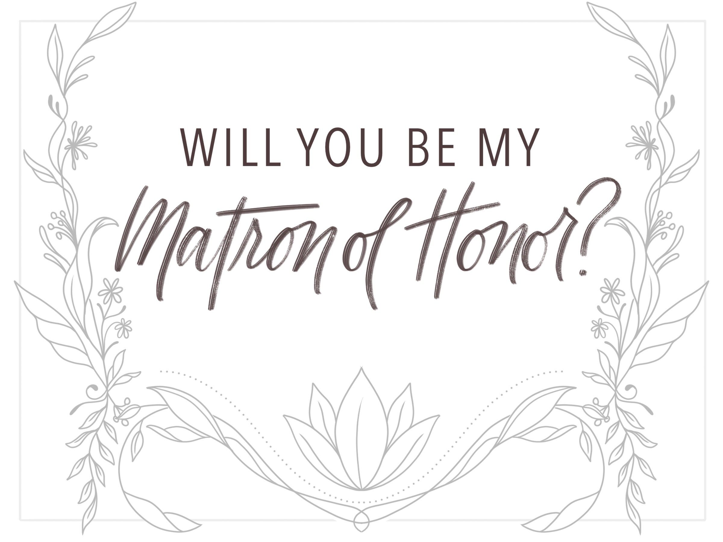 Matron of Honor Proposal Instant Digital Download for Personal Printing ...