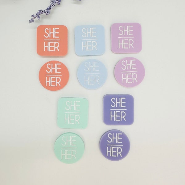 Magnetic She Her Pin - Etsy