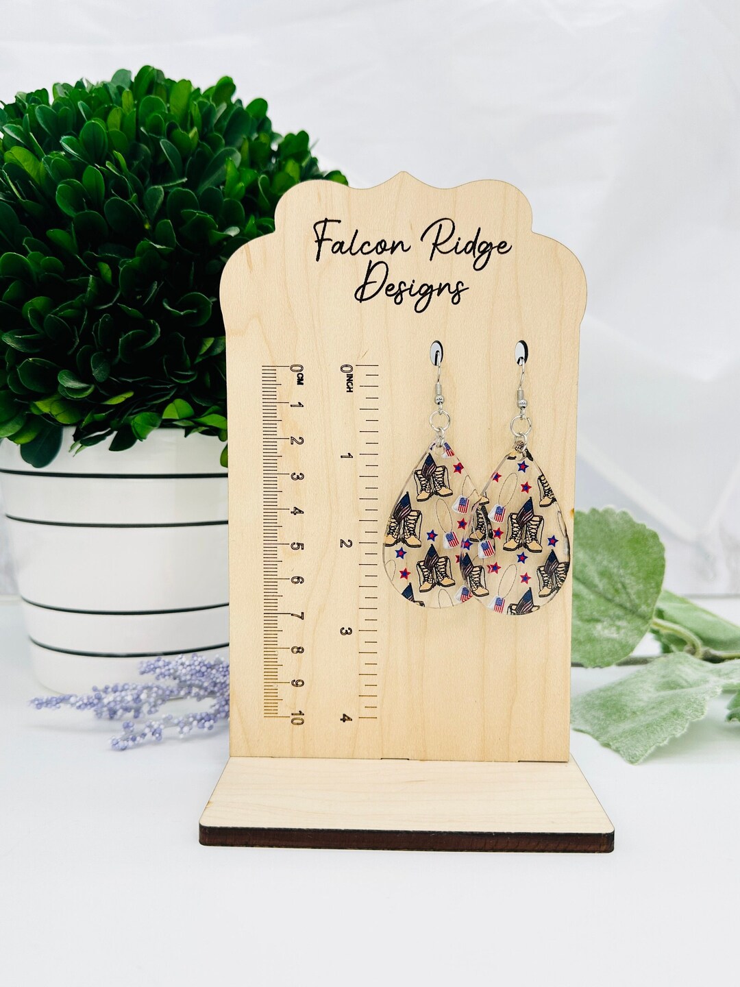 4th of July Earrings Dangle, Military Girlfriend Era American Flag ...