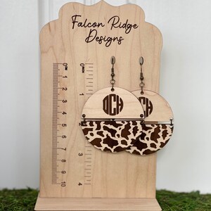 Monogrammed Wood Earrings, Custom Cow Print Earrings, Cow Earrings ...