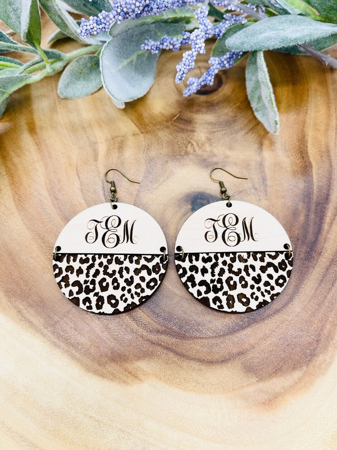 Custom Leopard Print Monogram Earrings, Personalized Initial Earrings ...