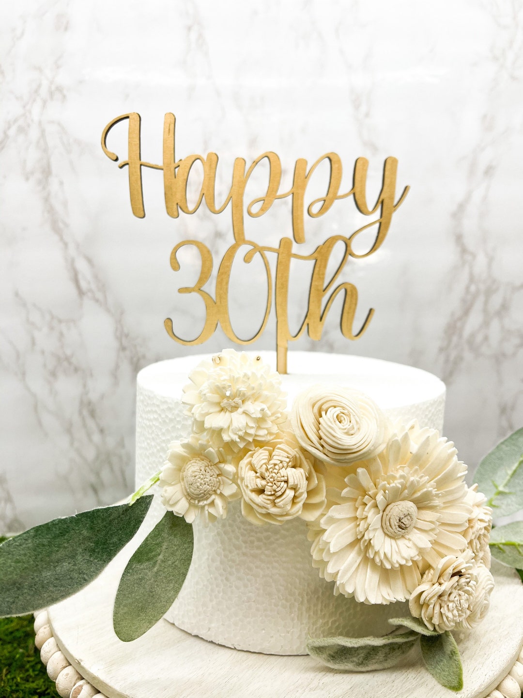 Happy 30th Cake Topper, Gold Cake Topper, 30th Birthday Cake Decor ...