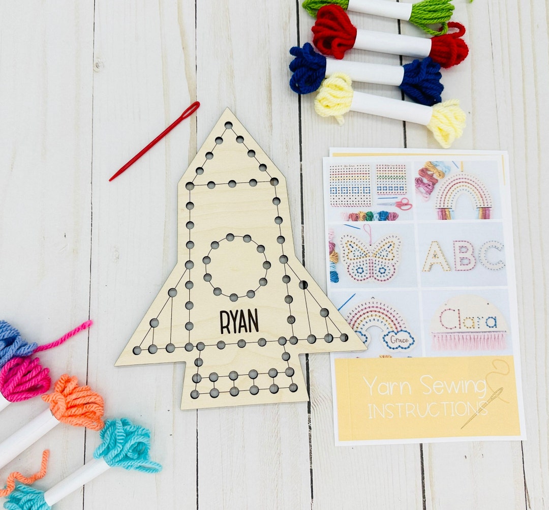 Personalized Rocket Ship Lacing Toy, Sewing Kits for Beginner ...