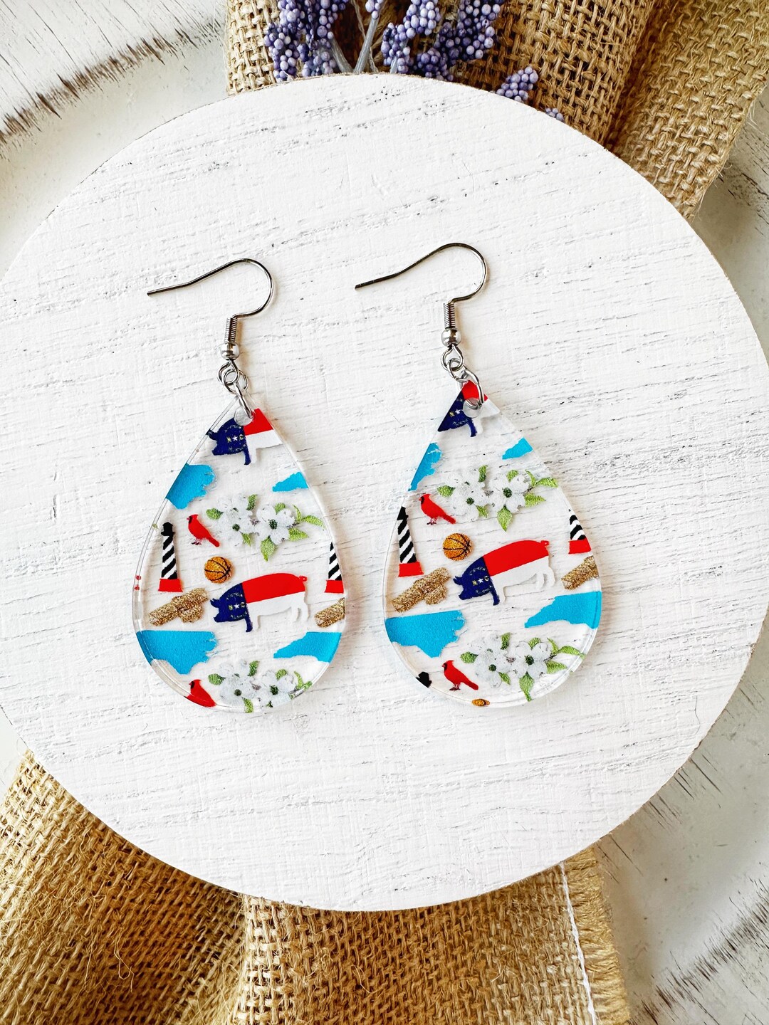 State Symbols North Carolina Jewelry, Dogwood Flower Earrings Dangle ...