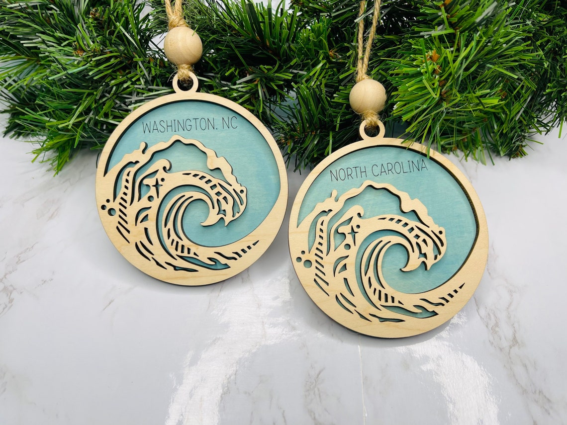 Wooden Beach Waves Ornament Beach Wedding Favor Personalized - Etsy