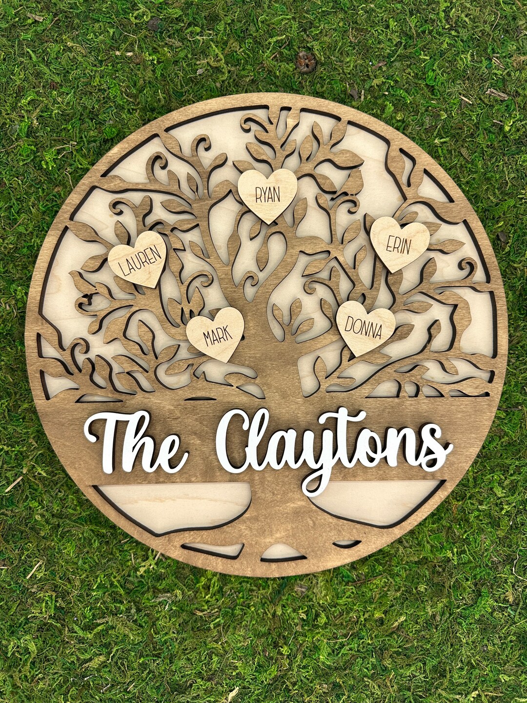 Wood Family Tree Name Sign, Personalized Mother's Day Gift From Kids ...