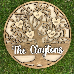 Wood Family Tree Name Sign Personalized Family Gift Family - Etsy
