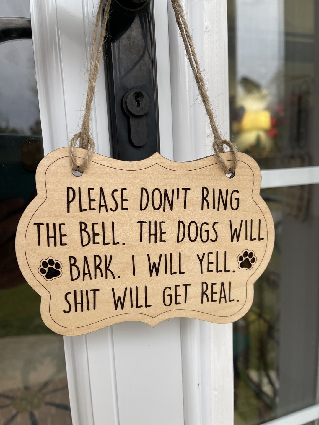Please Don't Ring Doorbell Sign for Front Door, Dogs Will Bark Sign for ...