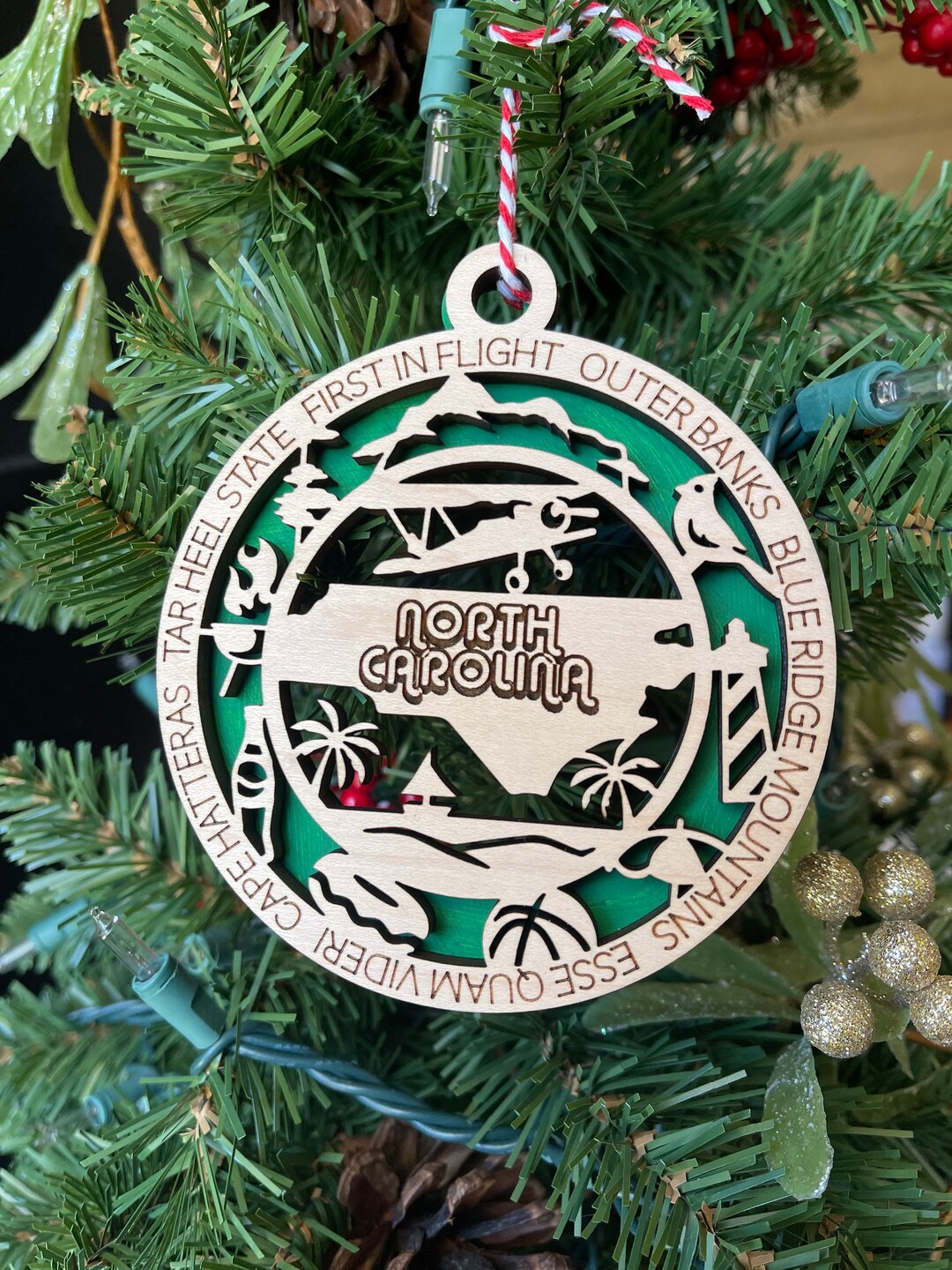 Handmade North Carolina Wood Ornament, NC Christmas Gift - Etsy