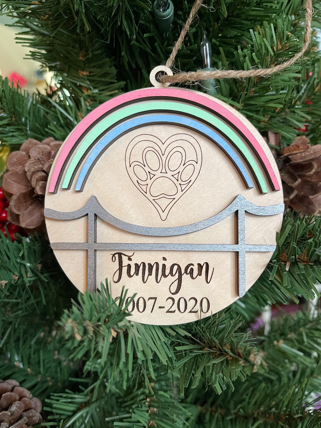 Rainbow Bridge Christmas Ornament, Pet Loss Memorial Ornament, Loss of ...