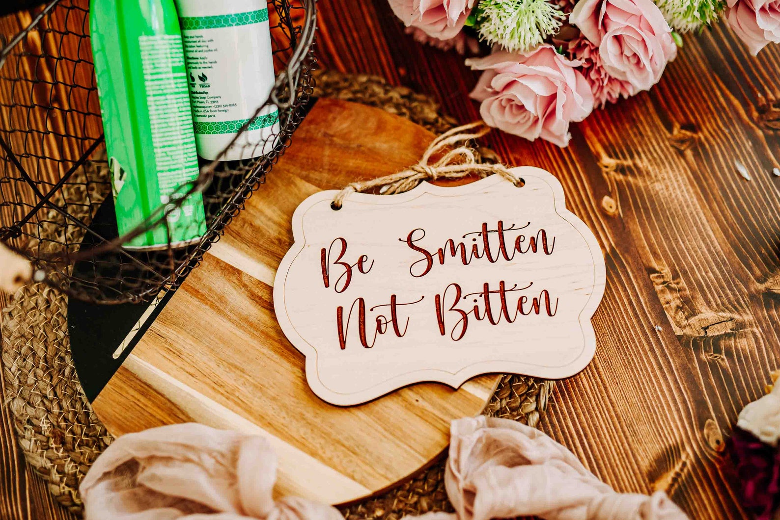 Be Smitten Not Bitten Bug Spray Wood Sign, Garden Wedding Sign ...
