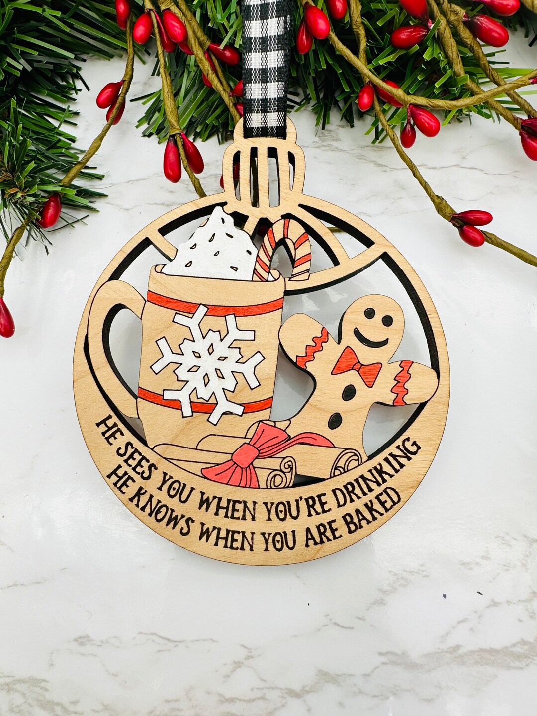 Good Tidings Ornament Handmade, Good Girl Smut Christmas Ornament Wood ...