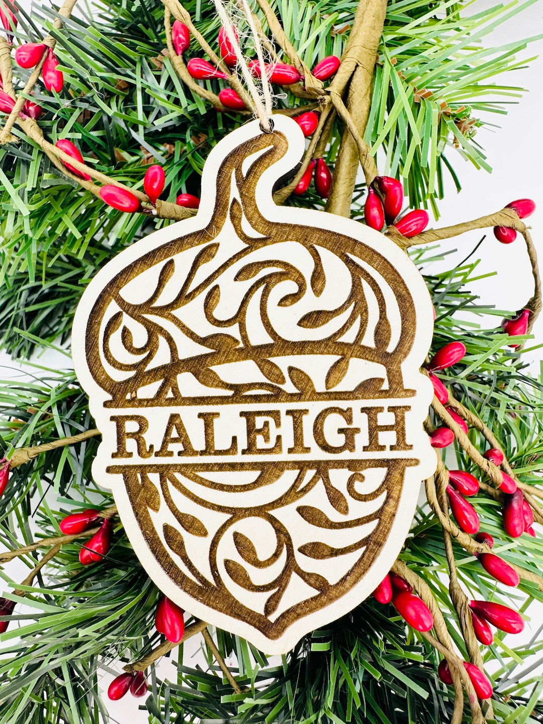 Raleigh Acorn Christmas Ornament, City of Oaks Holiday Decor, Raleigh ...