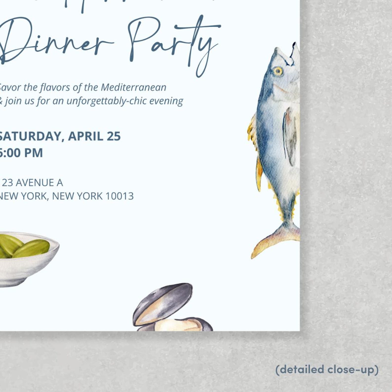 Mediterranean Dinner Party Invitation Template | Editable Hand Drawn ...