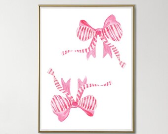 Pink Bow Art Print - Etsy