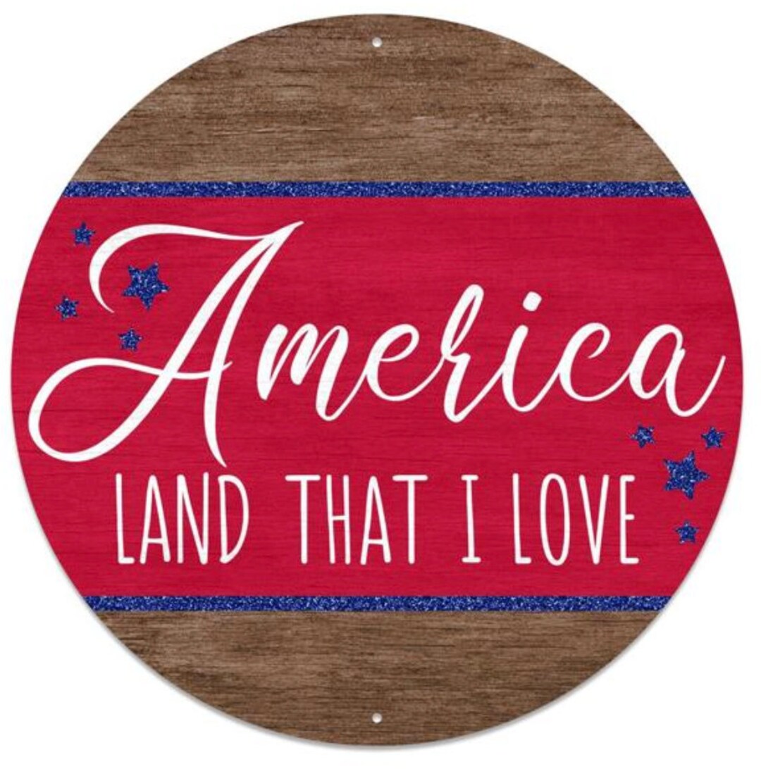 12" Dia Glitter America Land I Love Sign - Etsy