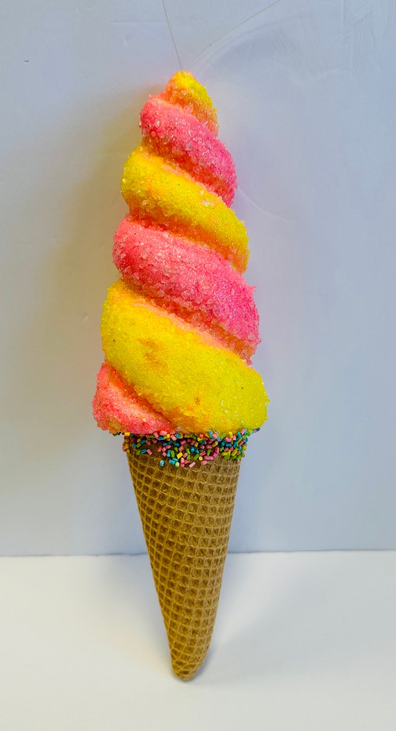13” Pink & Yellow Swirl Ice Cream Cone Pick - Etsy