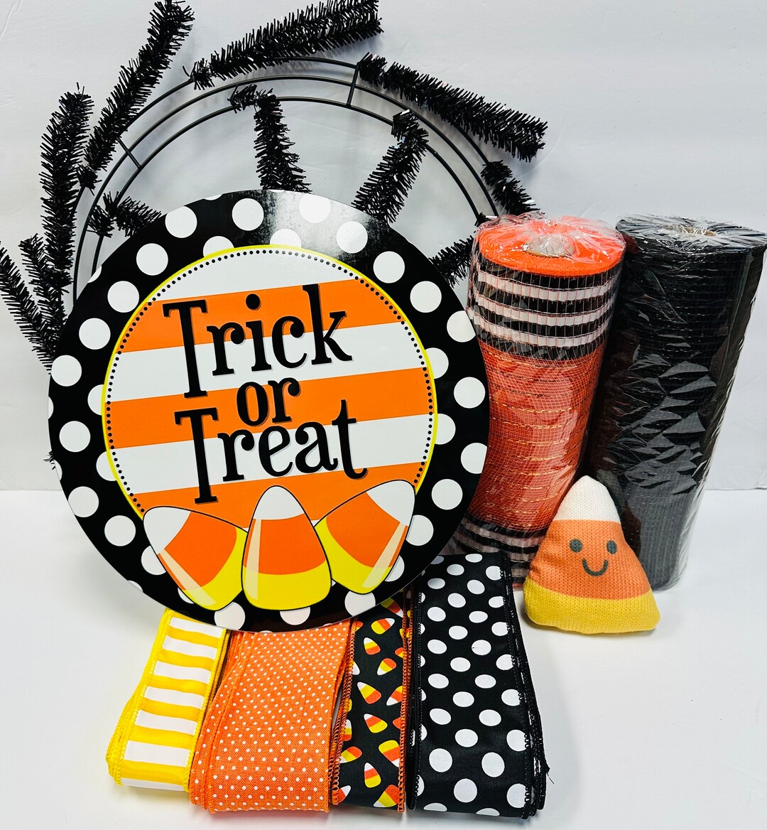 Trick or Treat Candy Corn DIY Wreath Kit - Etsy