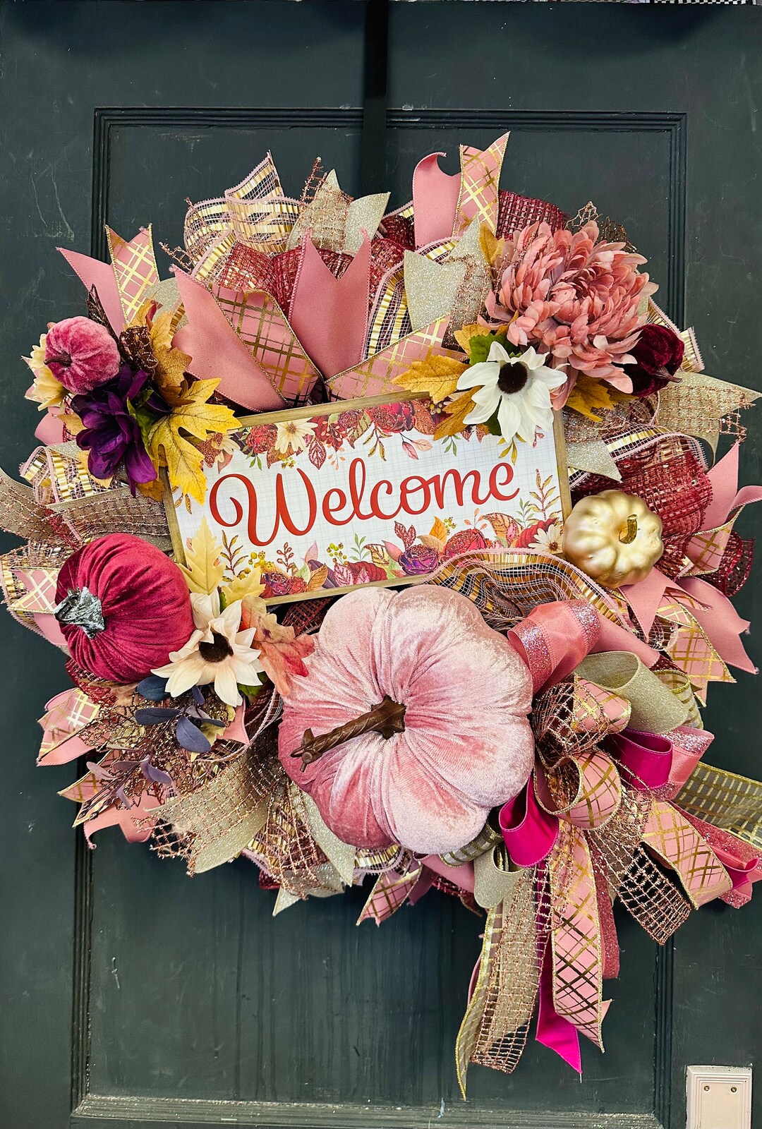 Dusty Rose Fall Welcome Everyday Wreath - Etsy