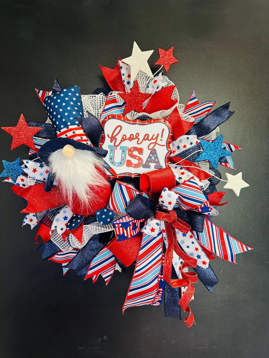 Hooray! USA, Memorial Day, Happy 4th of July Wreath, Patriotic Wreath ...