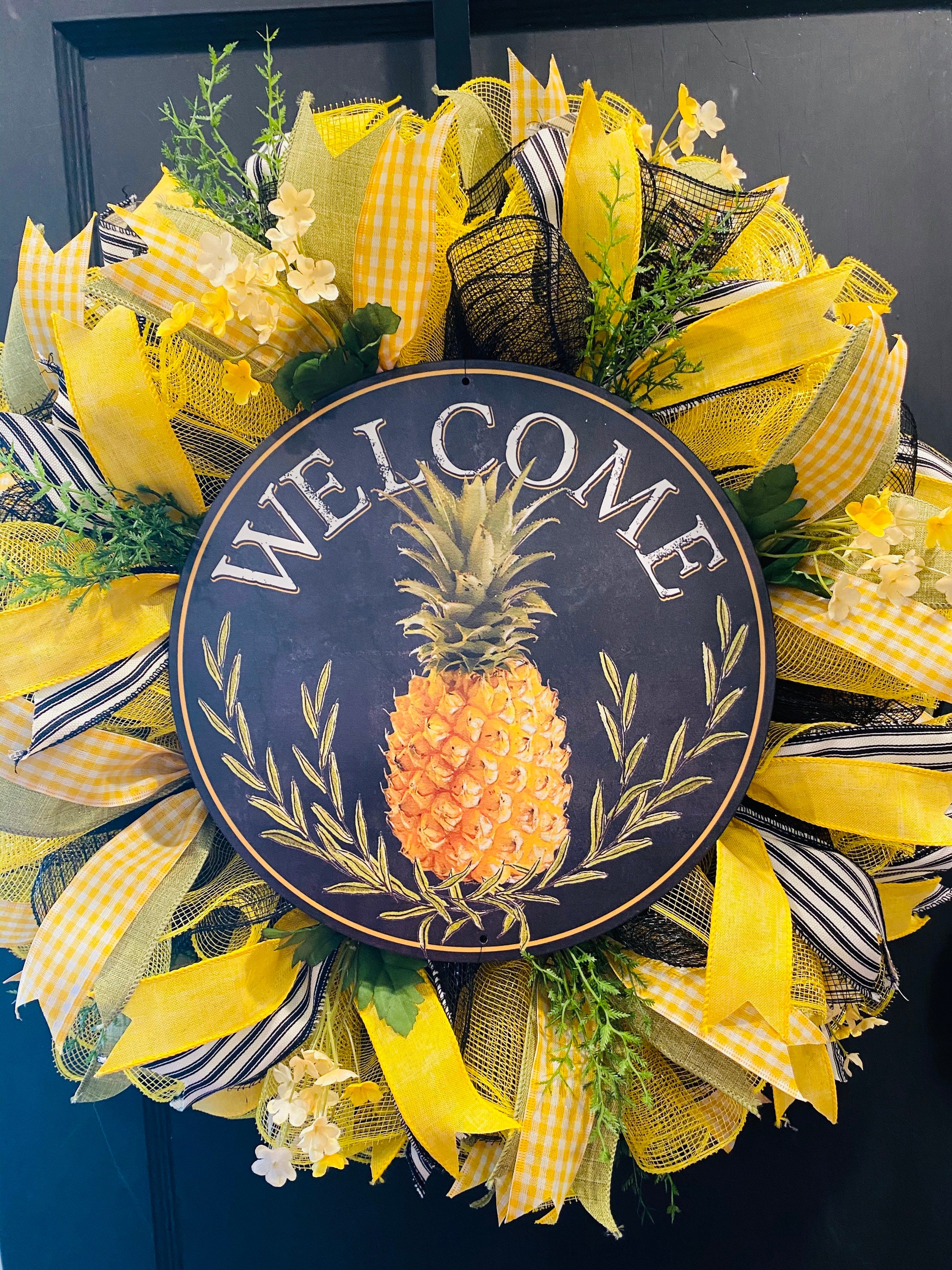Pineapple Wreath Welcome Wreath Everyday Wreath Pineapple - Etsy