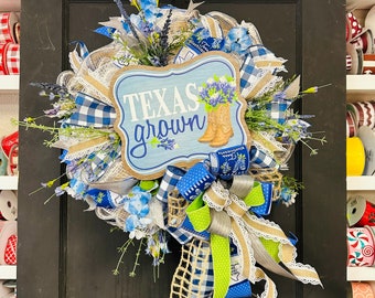 Texas Wreath, Bluebonnet Wreath, Texas Grown, Texas Bluebonnet Door ...
