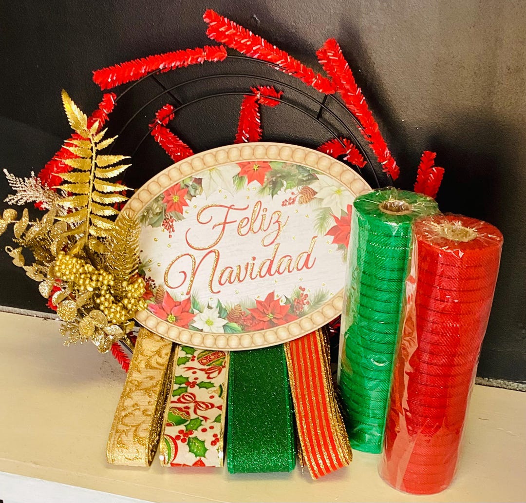 NEW Feliz Navidad Merry Christmas Winter Holiday DIY Wreath Kit - Etsy